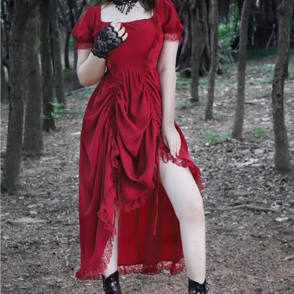 scarlett darkness | Dresses | Red Victorian Renaissance Steampunk Dress ...